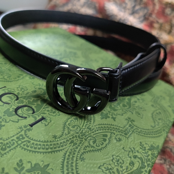 Gucci | Accessories | Skinny All Black Gucci Belt Great Condition 75cm ...